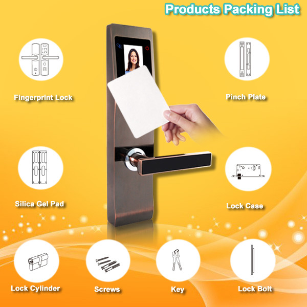 Zinc Alloy Hotel Swipe Card Door Locks , Electronic Card Door Lock System